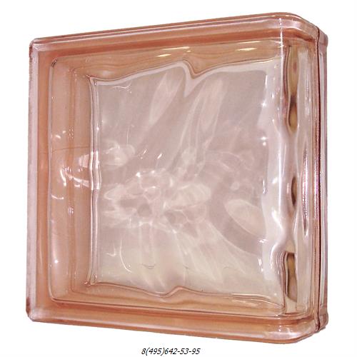 Стеклоблок Vitrablok окрашенный в массе торцевой волна розовый